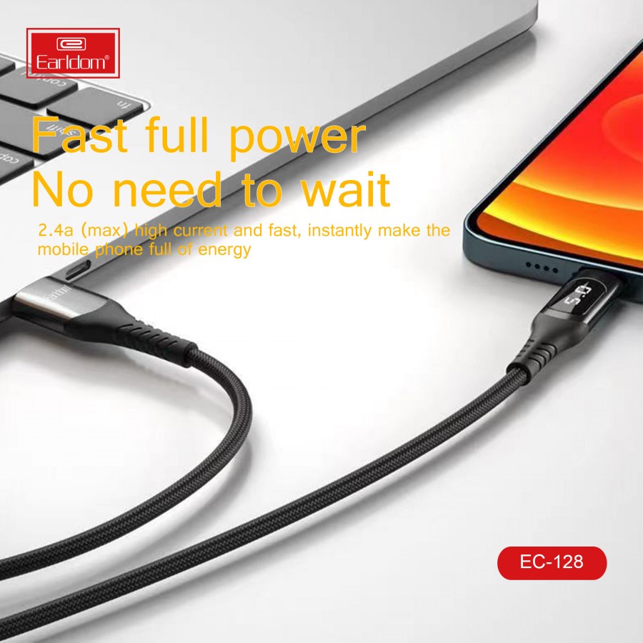 Cáp Sạc Nhanh iPhone/iPad/Type-C Hiển Thị Thông Số Trên Màn Hình LED Earldom EC – 128